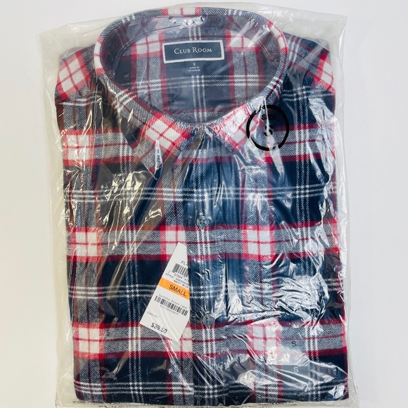 Club Room | Shirts | New Club Room Mens Navy Red White Blue Plaid ...